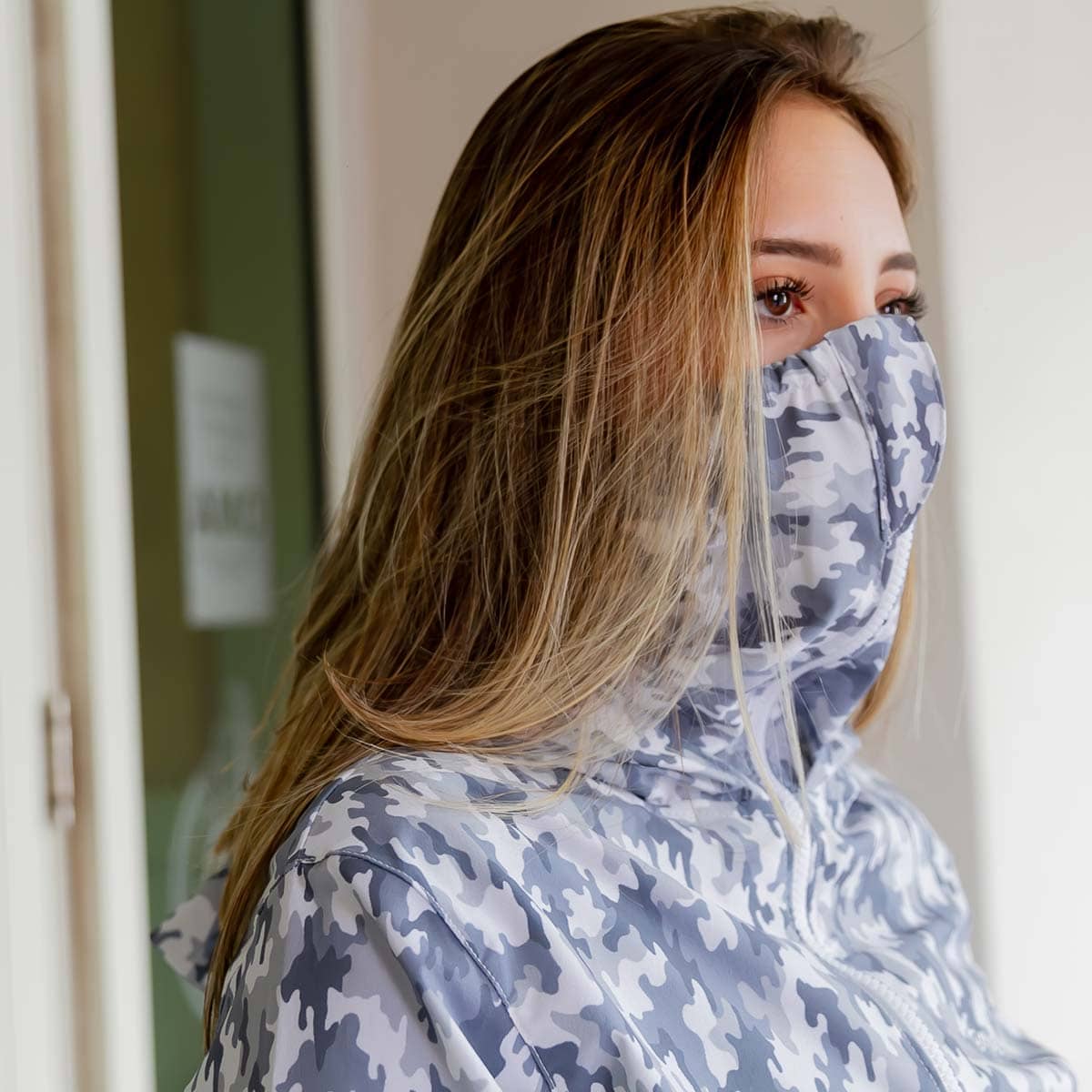 Grey Camo Hoodie with Built-in Face Mask | Bold&Grit