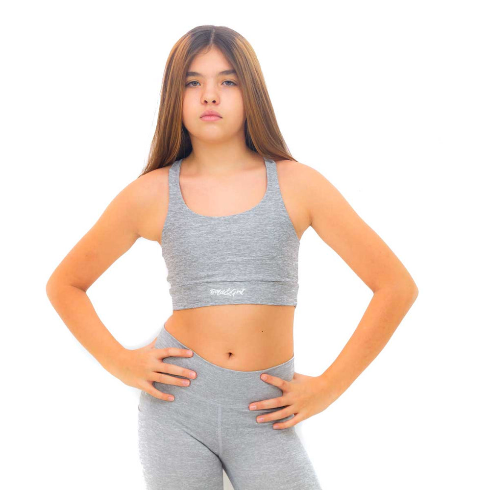 Girls' Energy Silver Sports Bra | Metallic Sports Bra | Bold&Grit